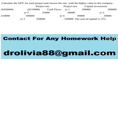 Calculate the NPV for each project and choose the one with the highe.pdf
