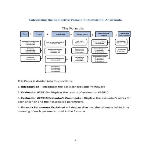 Calculating the subjective value of information: A formula | PDF