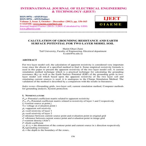 Calculation of grounding resistance and earth | PDF