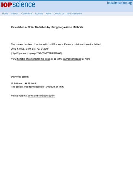 Calibration of Environmental Sensor Data Using a Linear Regression Technique | PDF