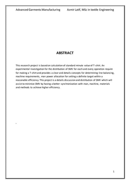 Standard minute value( SMV) in garments, calculation and importance | PPT