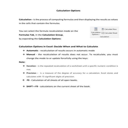 Calculation options | PDF