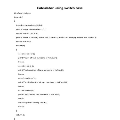 Calculator In Cpp Pdf