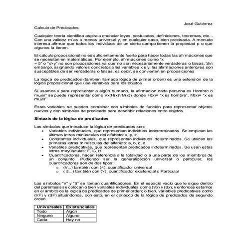 Calculo de predicados | DOCX