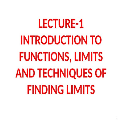 calculus lecture one limit intro to limits | PPTX