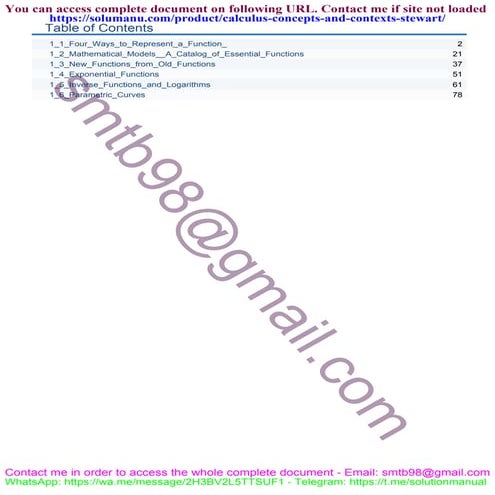 Calculus Concepts and Contexts 5th Edition - Question Bank and Solutions | PDF