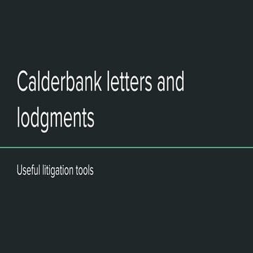 Calderbank Letters and Lodgments in Irish litigation Proceedings | PPT