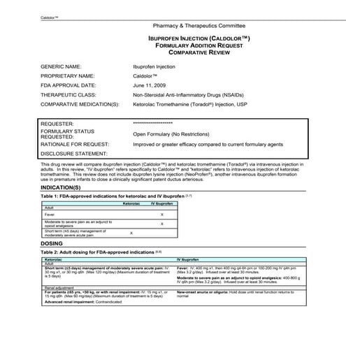 Caldolor™ Monograph | DOCX