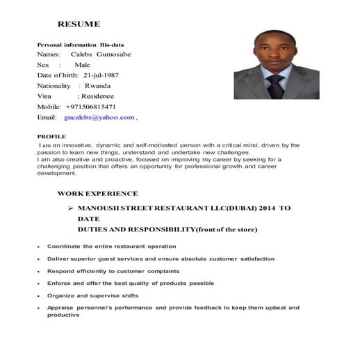 Calebs sales cv 1 | DOCX