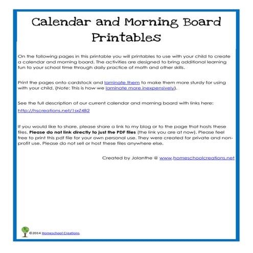 Calendar and-morning-board-printable-set | PDF