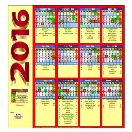 Calendar 2016 | PDF