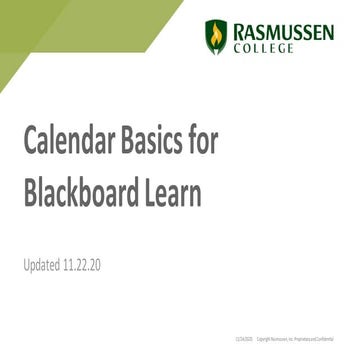 Calendar Basics for Blackboard Learn | PPT