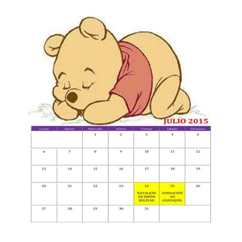 Calendario julio-2018 | PDF