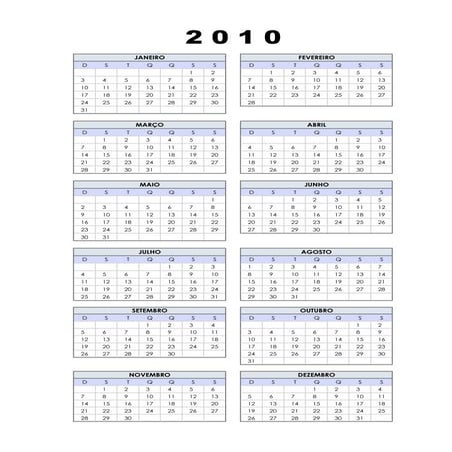 Calendario 2010 uma pagina | PDF