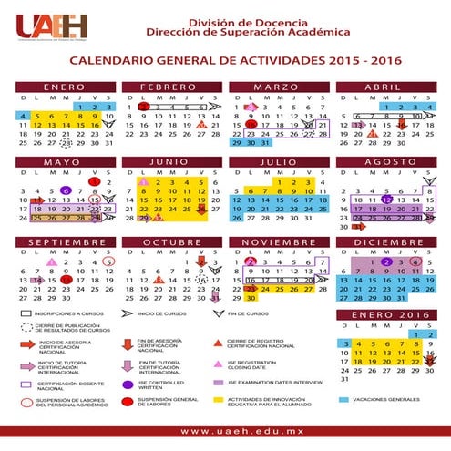 Calendario 2015 2016 uaeh | PDF