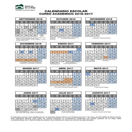 Calendario 2016 2017 | PDF