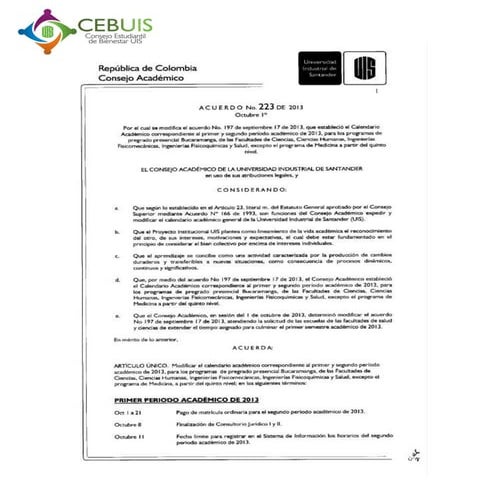 Calendario académico definitivo UIS | PDF