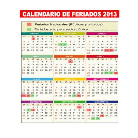 Calendario de feriados 2013 | PDF