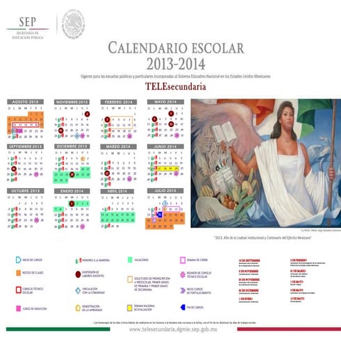 Calendario escolar 2013 - 2014 de Telesecundarias. | PDF