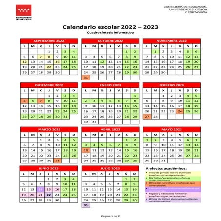 Calendario escolar 2022-2023 | PDF