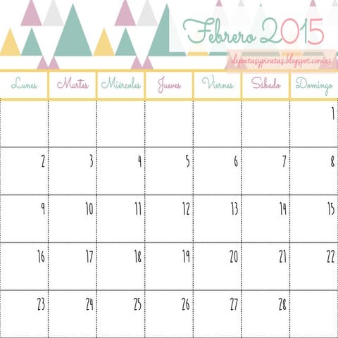Calendario imprimible febrero | PDF