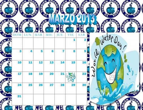 Calendario mensual dia del agua marzo | PDF