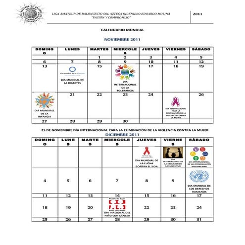 Calendario mundial word | DOC