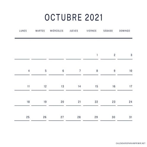 Calendario octubre 2021_minimalista_imprimible_pdf | PDF