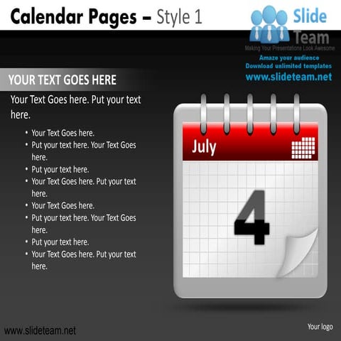 Calendar pages style 1 powerpoint presentation slides ppt templates | PDF