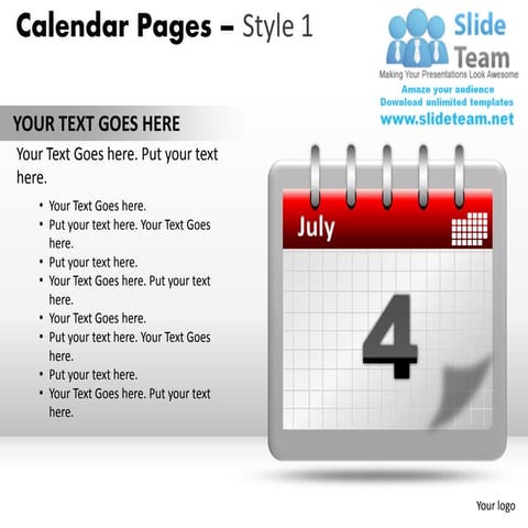 Calendar pages style 1 powerpoint presentation slides ppt templates | PDF