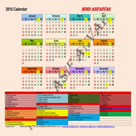 Calender 2015 By MOHDASIF ANVAR | PDF