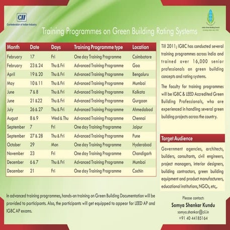 IGBC Training Programme on green buildings - Calendar 2012 | PDF