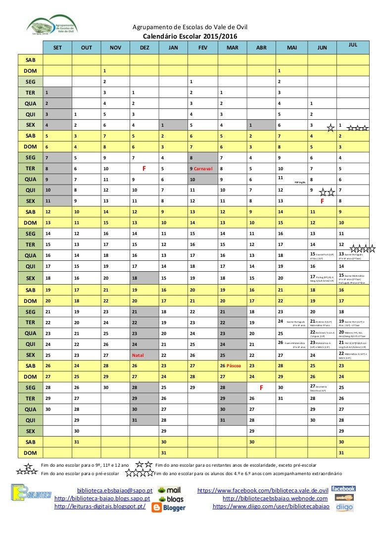 Calendario Escolar Para Imprimir