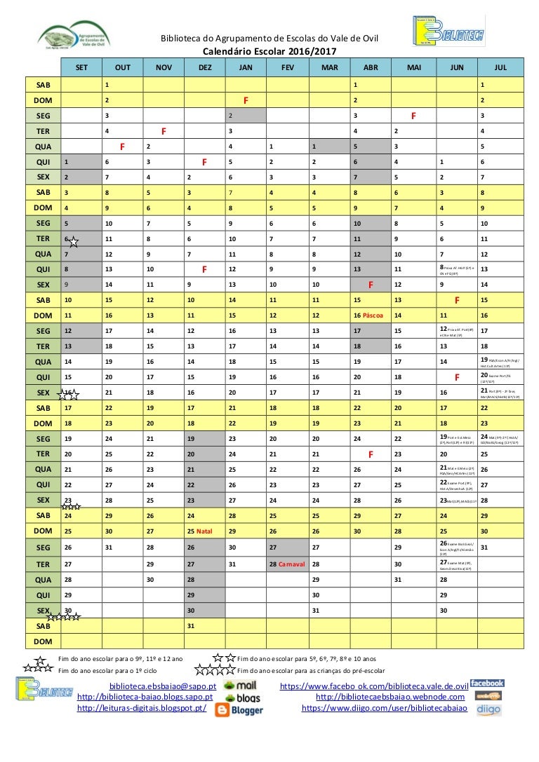 Calendario Escolar Para Imprimir