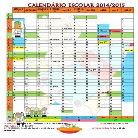 Calendário escolar ano letivo 2014 2015 | PDF
