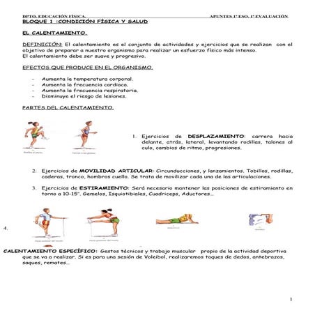 Calentamiento 1º ESO | PDF