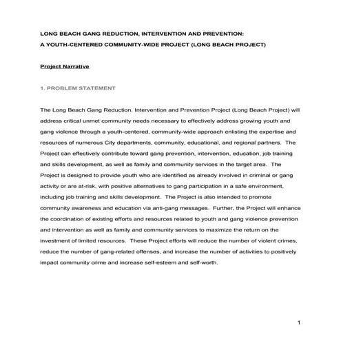 Long Beach CalGRIP Grant I Narrative | PDF