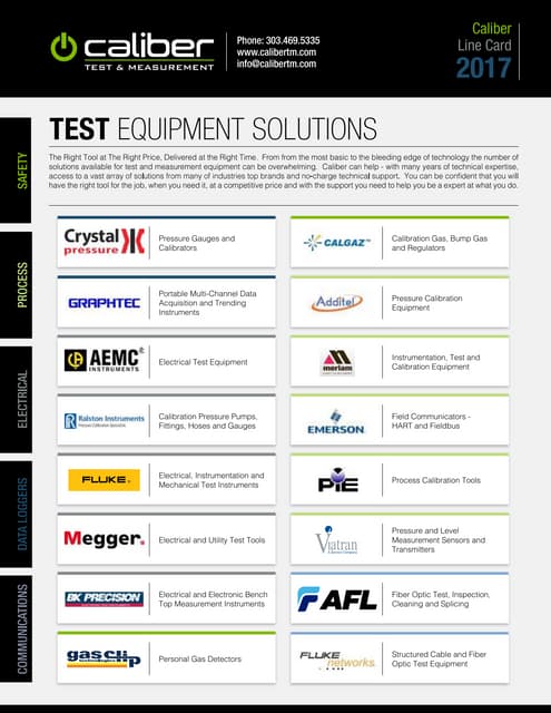 Caliber Test & Measurement Calibration Capabilities | PDF