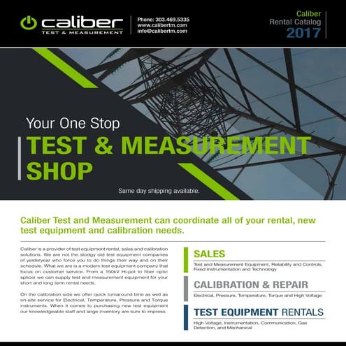 Caliber Test & Measurement Rental Catalog | PDF