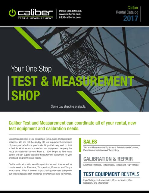 Caliber Test & Measurement Calibration Capabilities | PDF