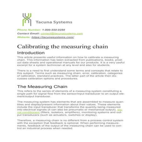 Calibrating the Measuring Chain | PDF