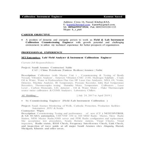 Calibration Engineer Vibration Instruments Pdf