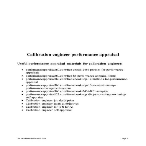 Calibration engineer performance appraisal | DOCX
