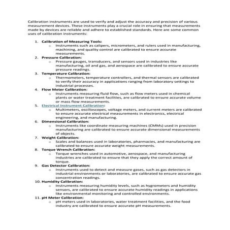 Calibration Instruments Are Used To Verify And Adjust The Accuracy And Precision Of Various