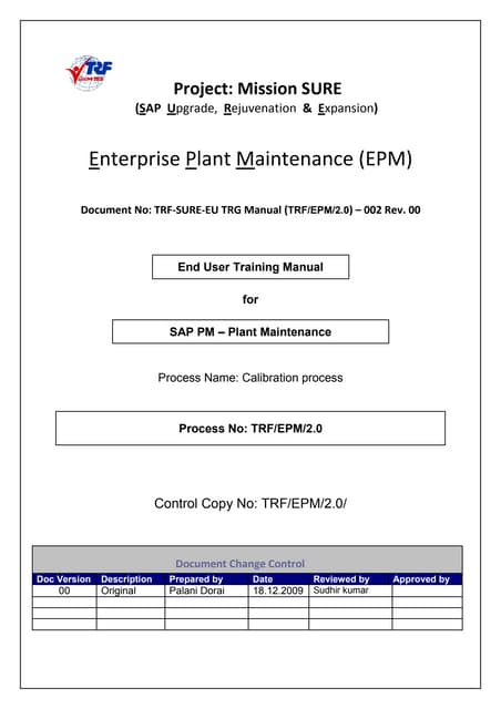 SAP PM: Test Equipment Management/Calibration process | DOCX