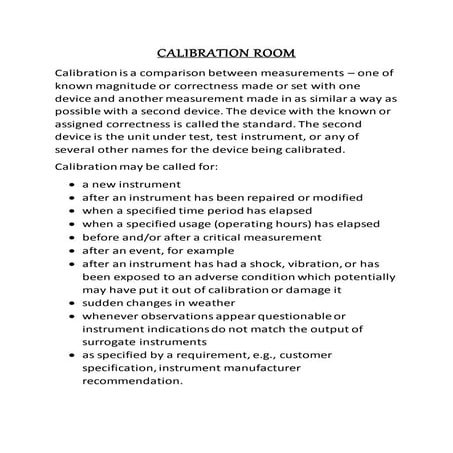 Calibration room | PDF