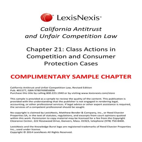 California Antitrust and Unfair Competition Laws Sample Chapter | PDF | Law
