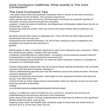 Core Curriculum California: What exactly is The Core Curriculum? | PDF