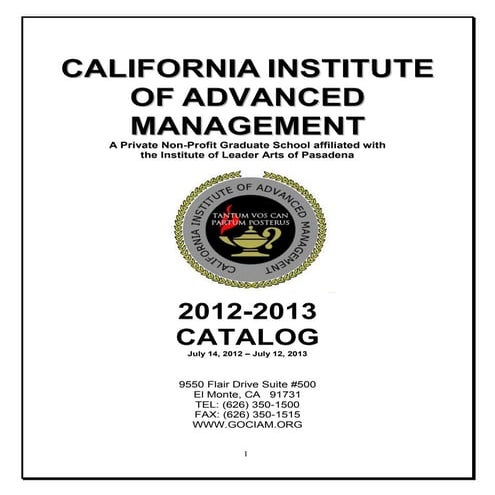 California institute of advanced management (ciam) | PDF