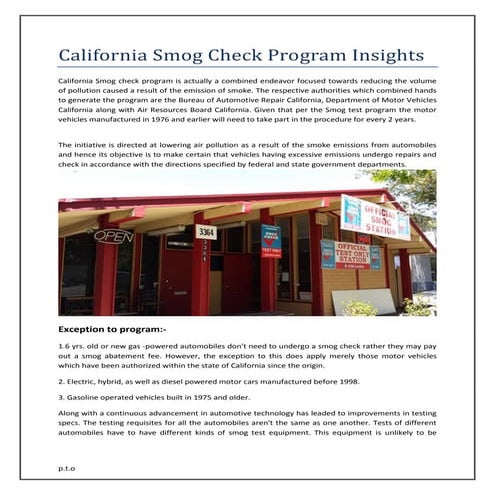 California Smog Check Program Insights | PDF | Indoor Environmental ...